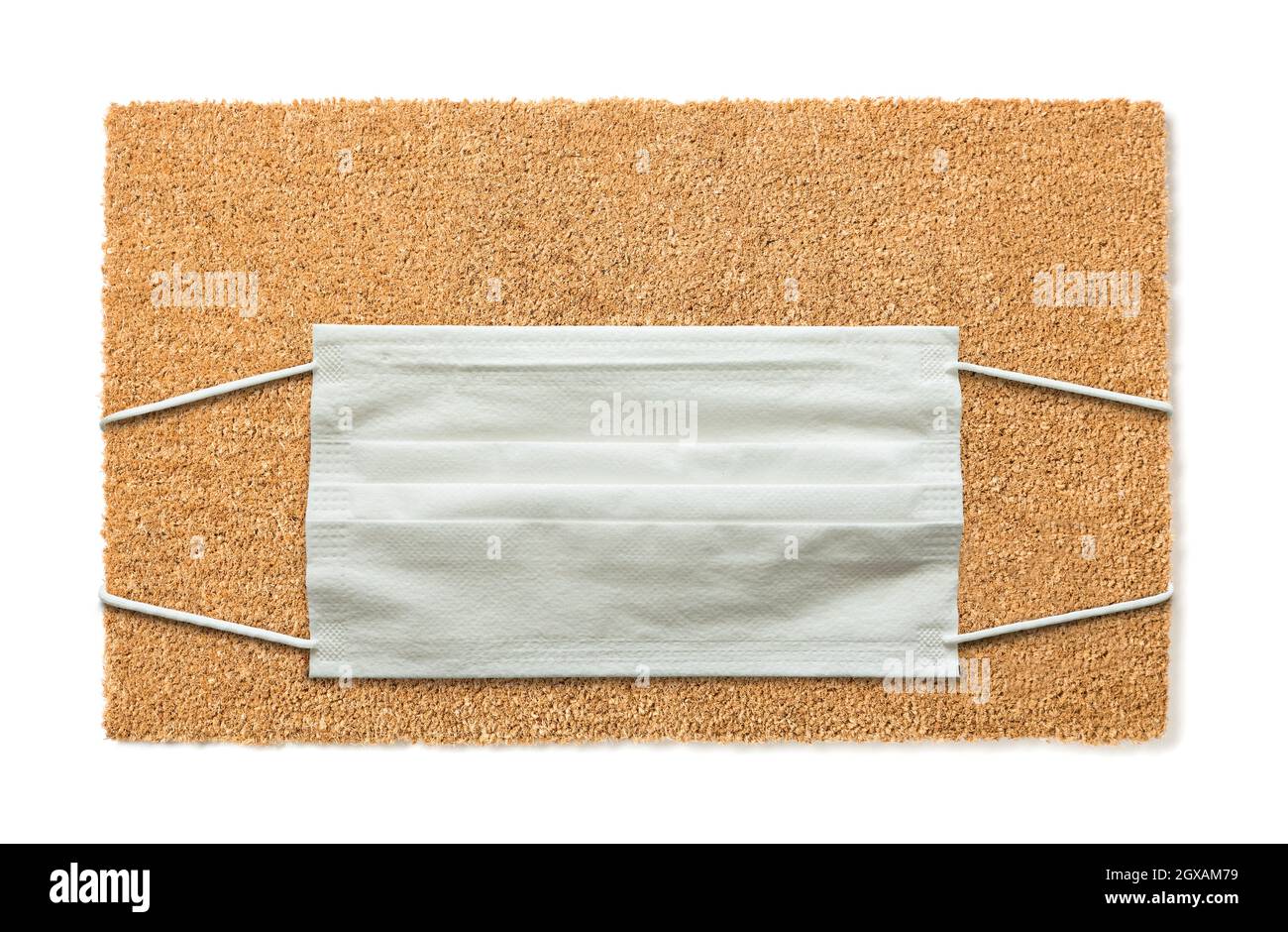 Blank Welcome Mat With Medical Face Mask Isolated on White Amidst The ...