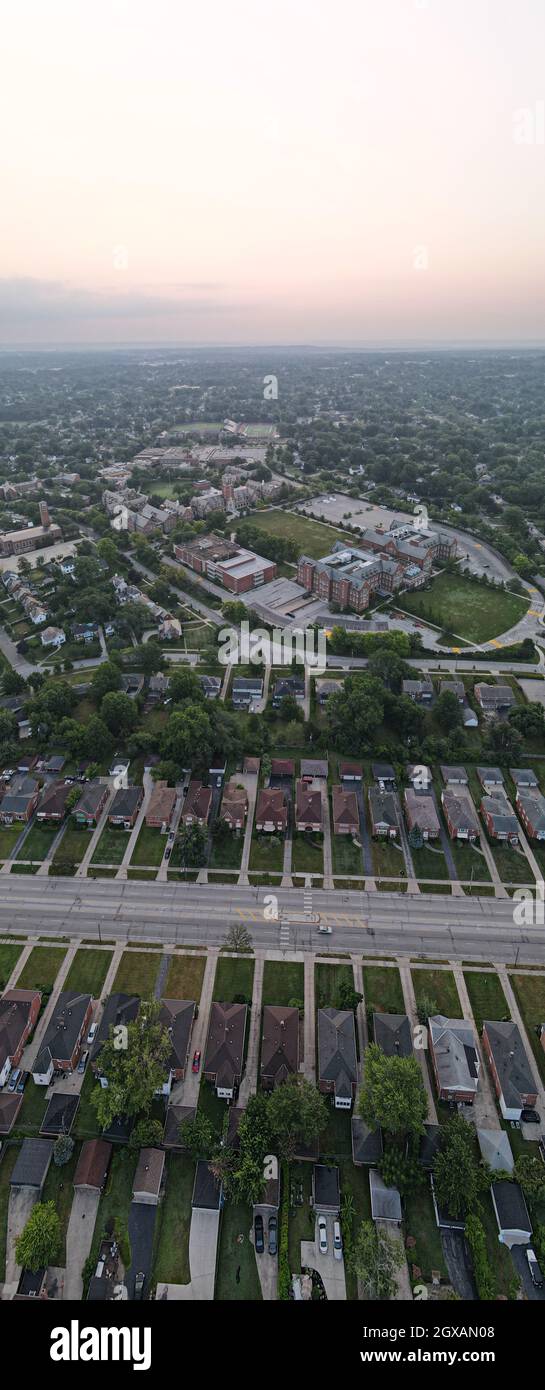 Aerial shot of houses in a subdivision in the morning Stock Photo - Alamy