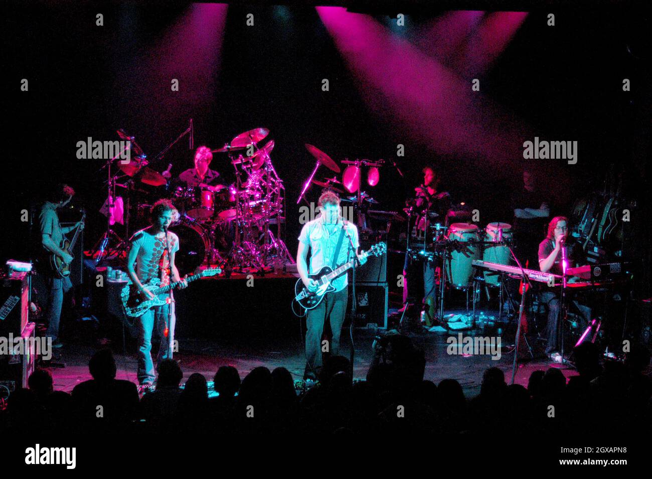 British indie band Gomez playing live in concert, New York Stock Photo ...