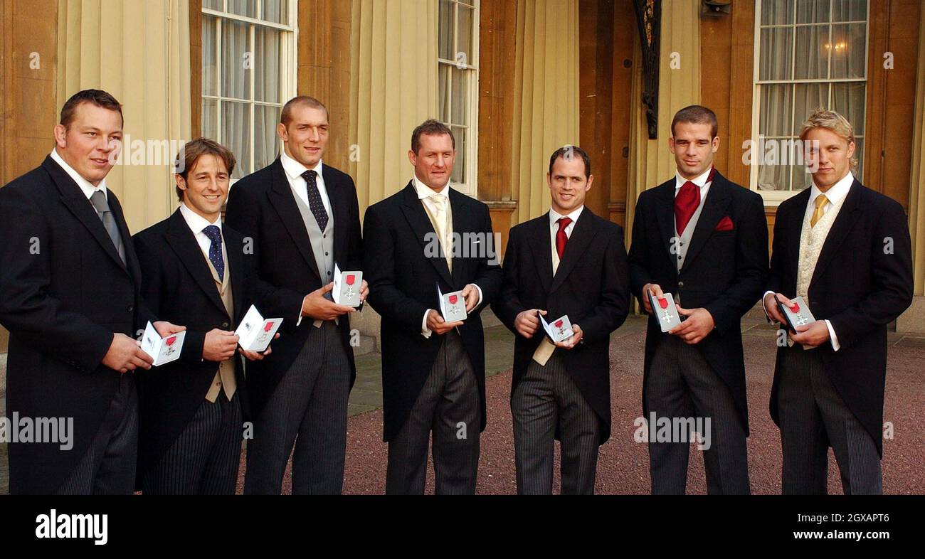 A group of Rugby World Cup winners (left to right) Steve Thompson, Andy ...