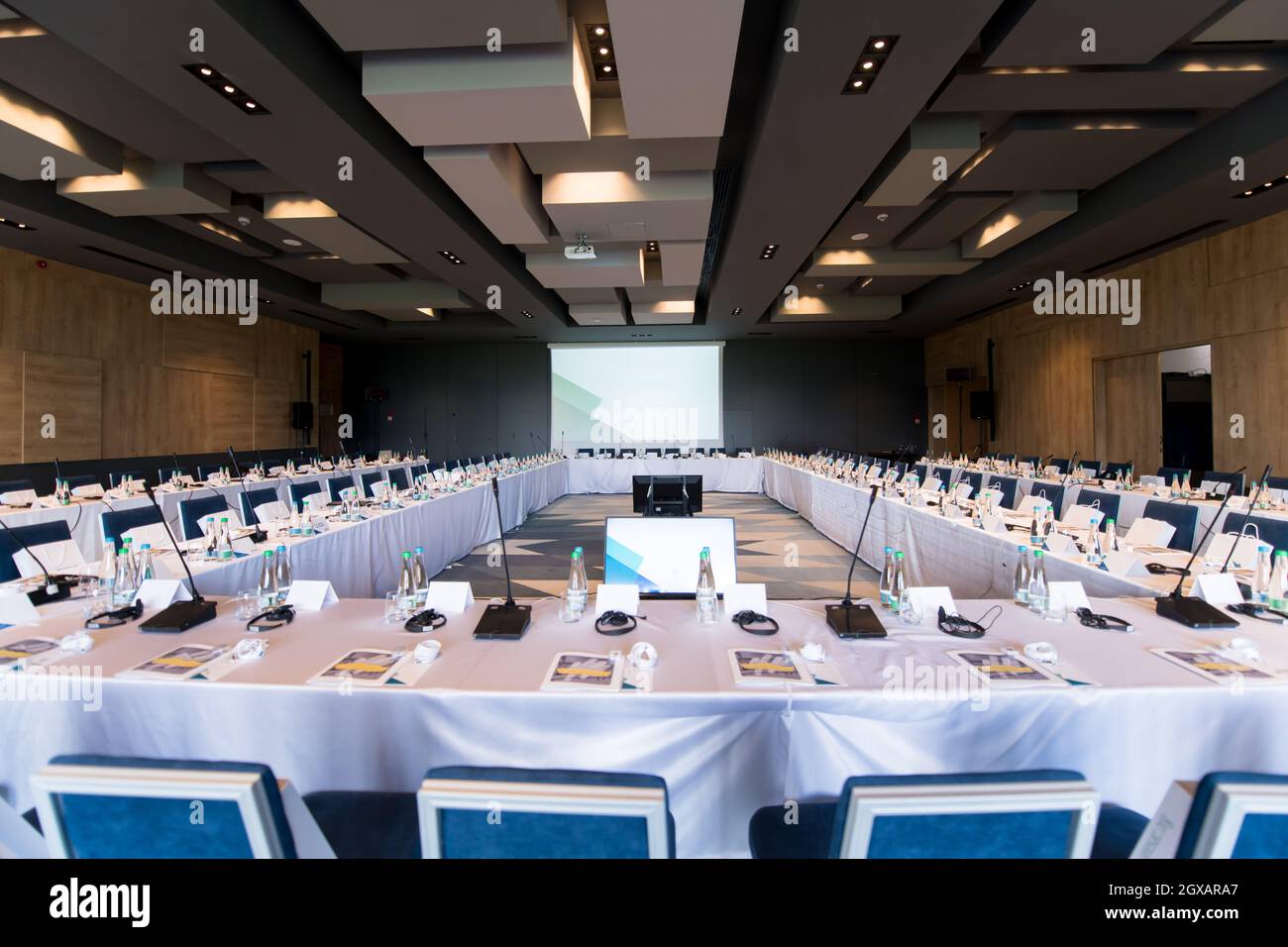 interior of big modern conference room before starting a business ...