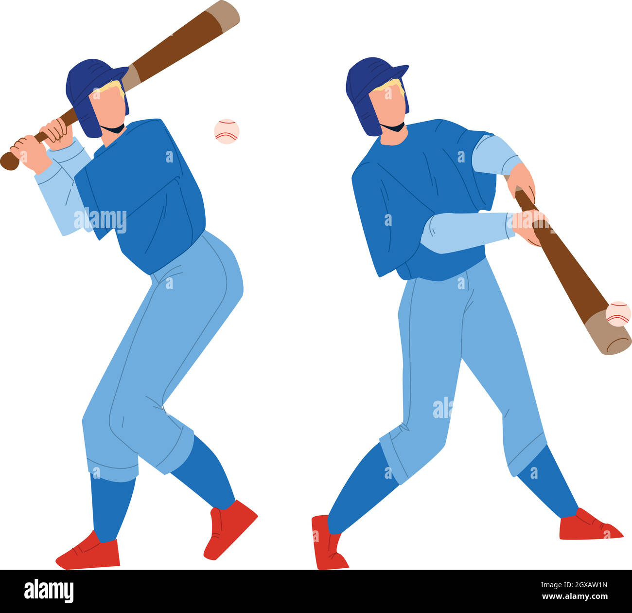 Baseball Player Hit Ball With Bat On Field Vector Stock Vector Image ...