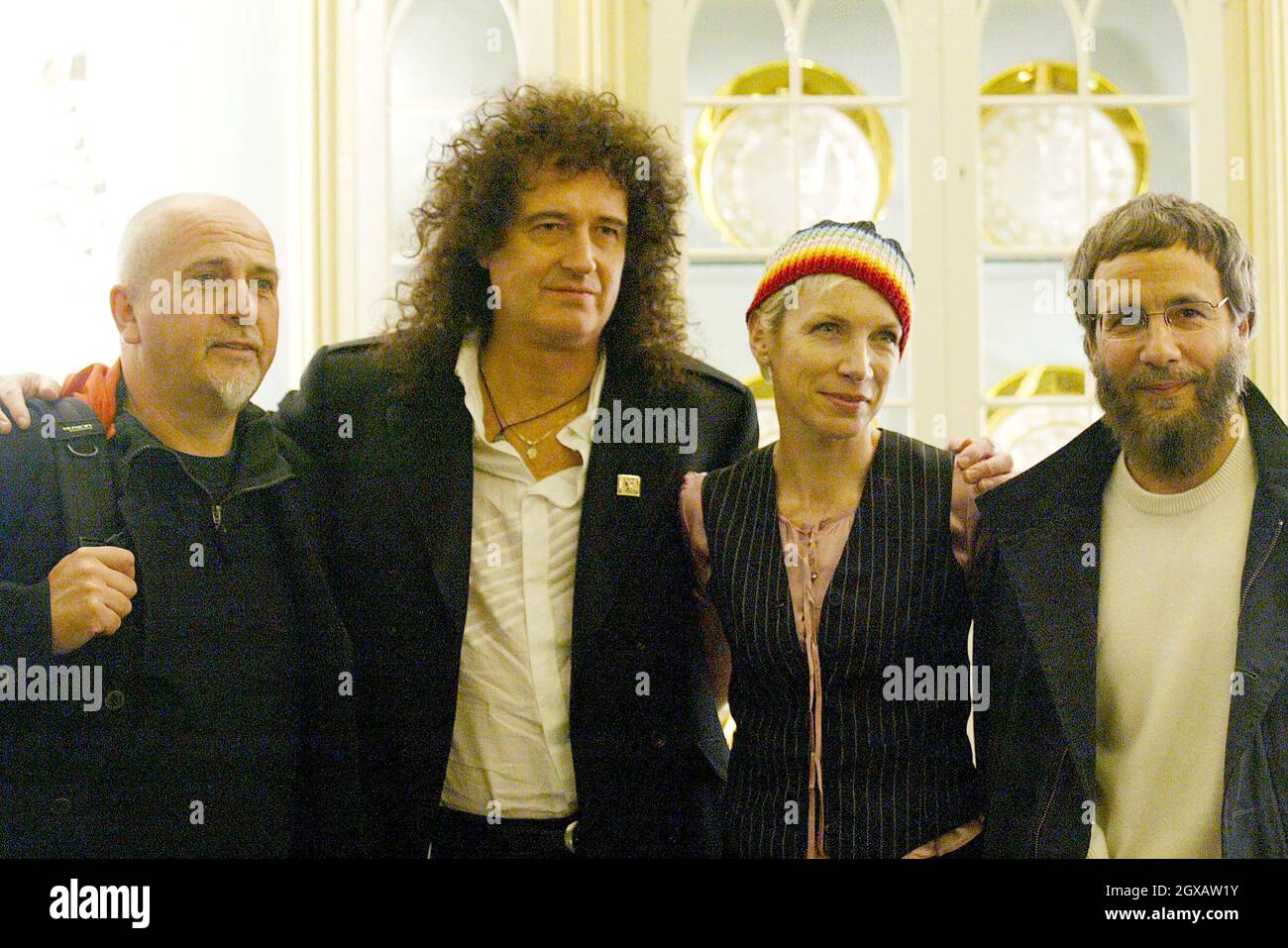 Annie Lennox, Brian May and Yosef Islam (Cat Stevens) at Nelson Mandela ...