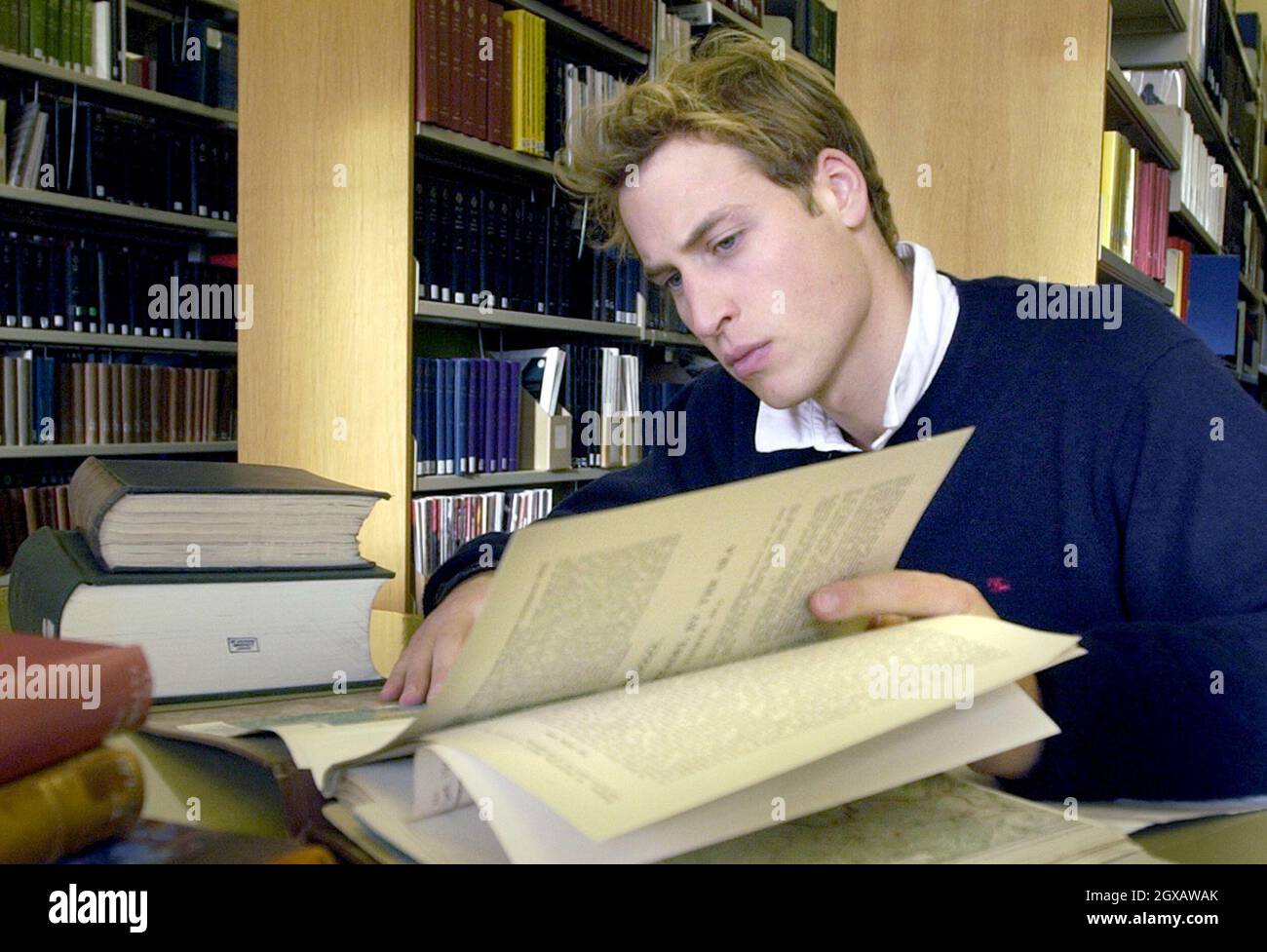 Prince William studies in the main university library at St Andrews ...