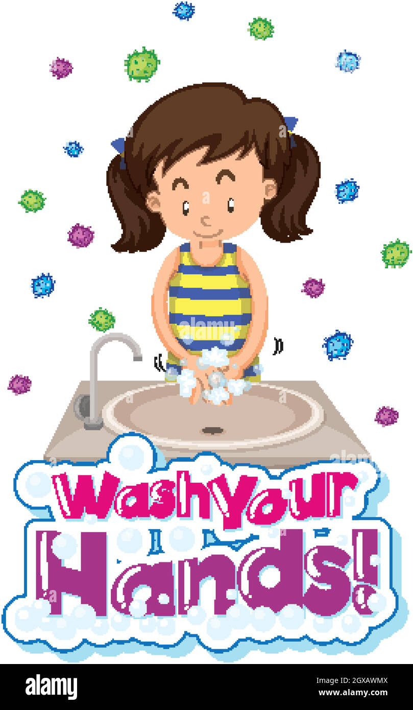Coronavirus theme poster design with word wash your hands Stock Vector ...
