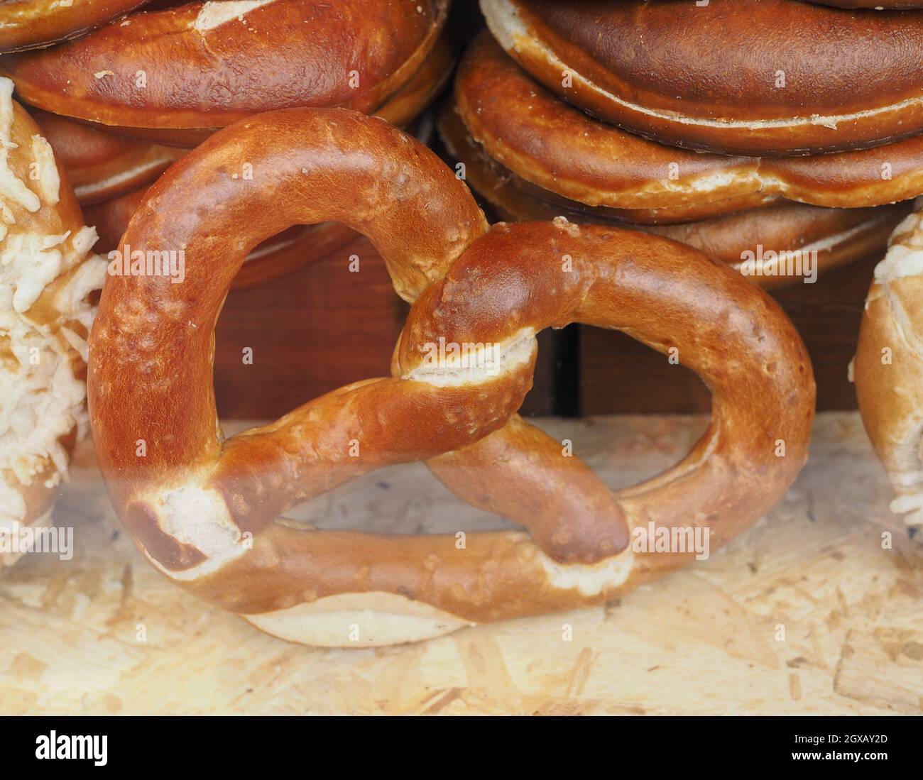 pretzel bread (aka Brezel or bretzel) baked food Stock Photo - Alamy