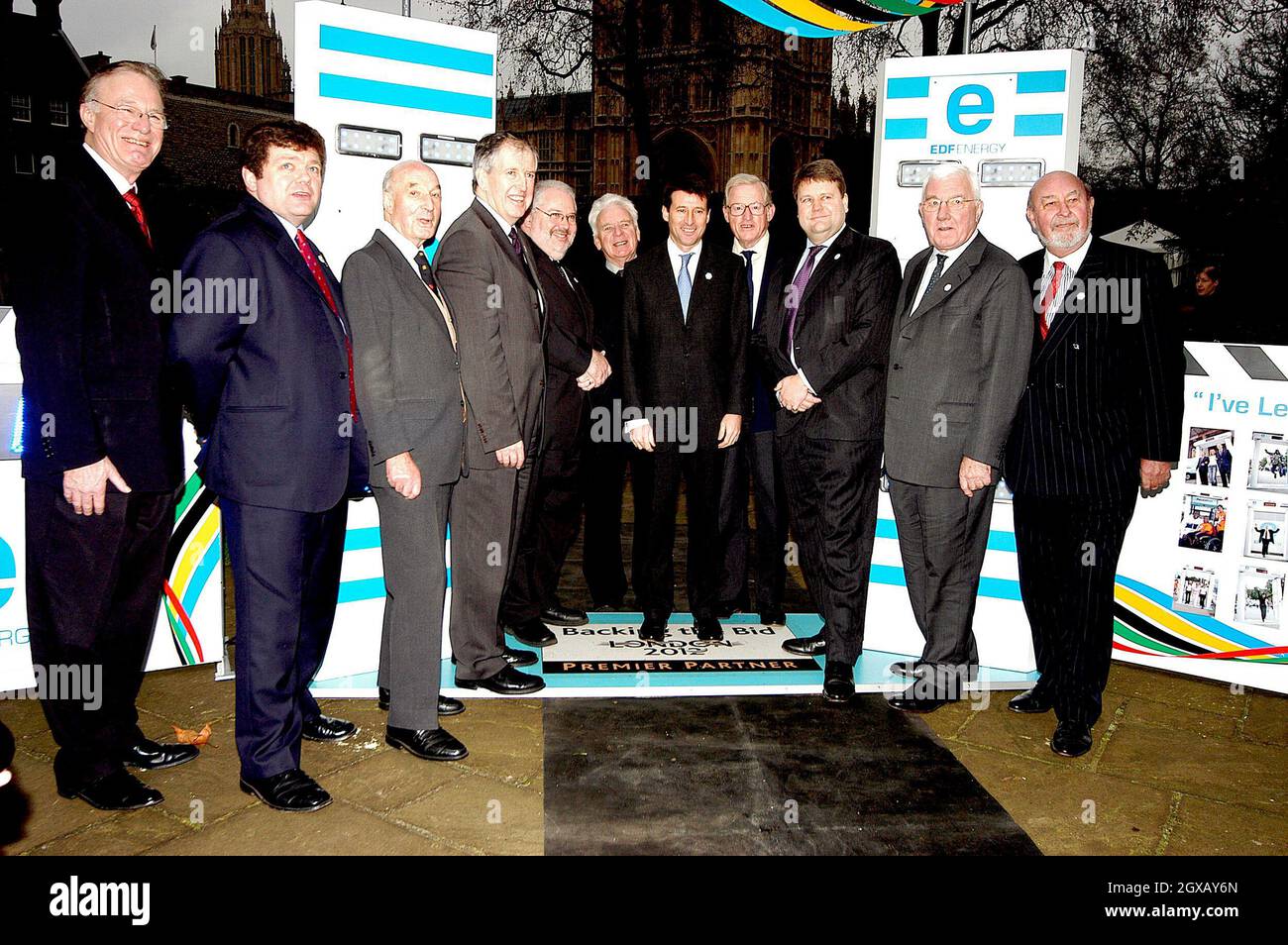 Lord Coe jumps through the EDF Energy leap counter and together with ...