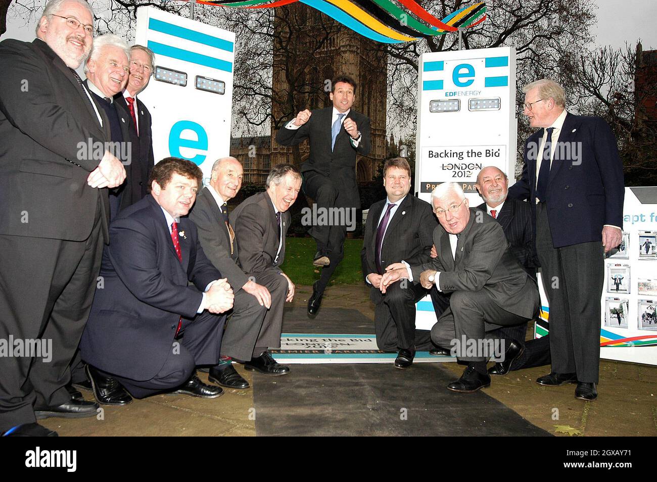 Lord Coe jumps through the EDF Energy leap counter and together with ...