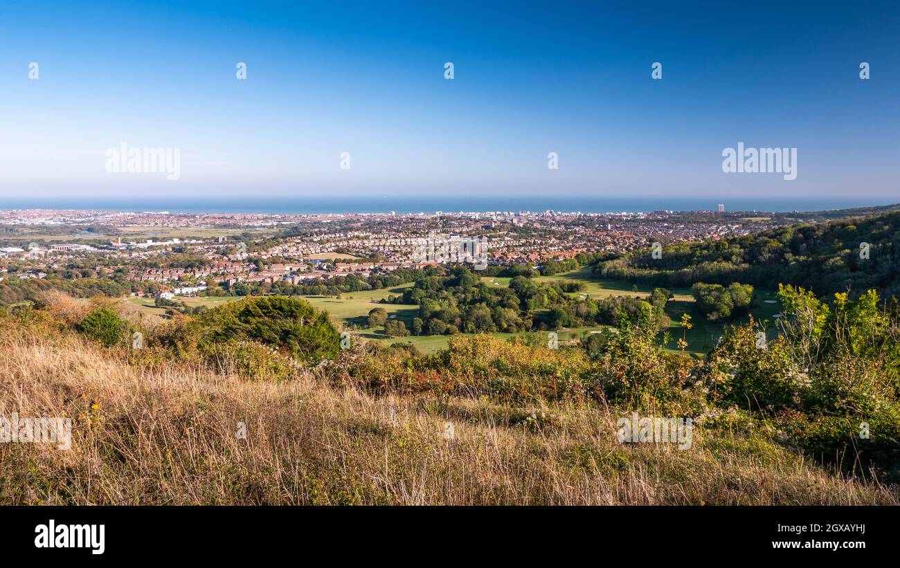 Eastbourne, East Sussex, England, UK. An elevated view of the English ...