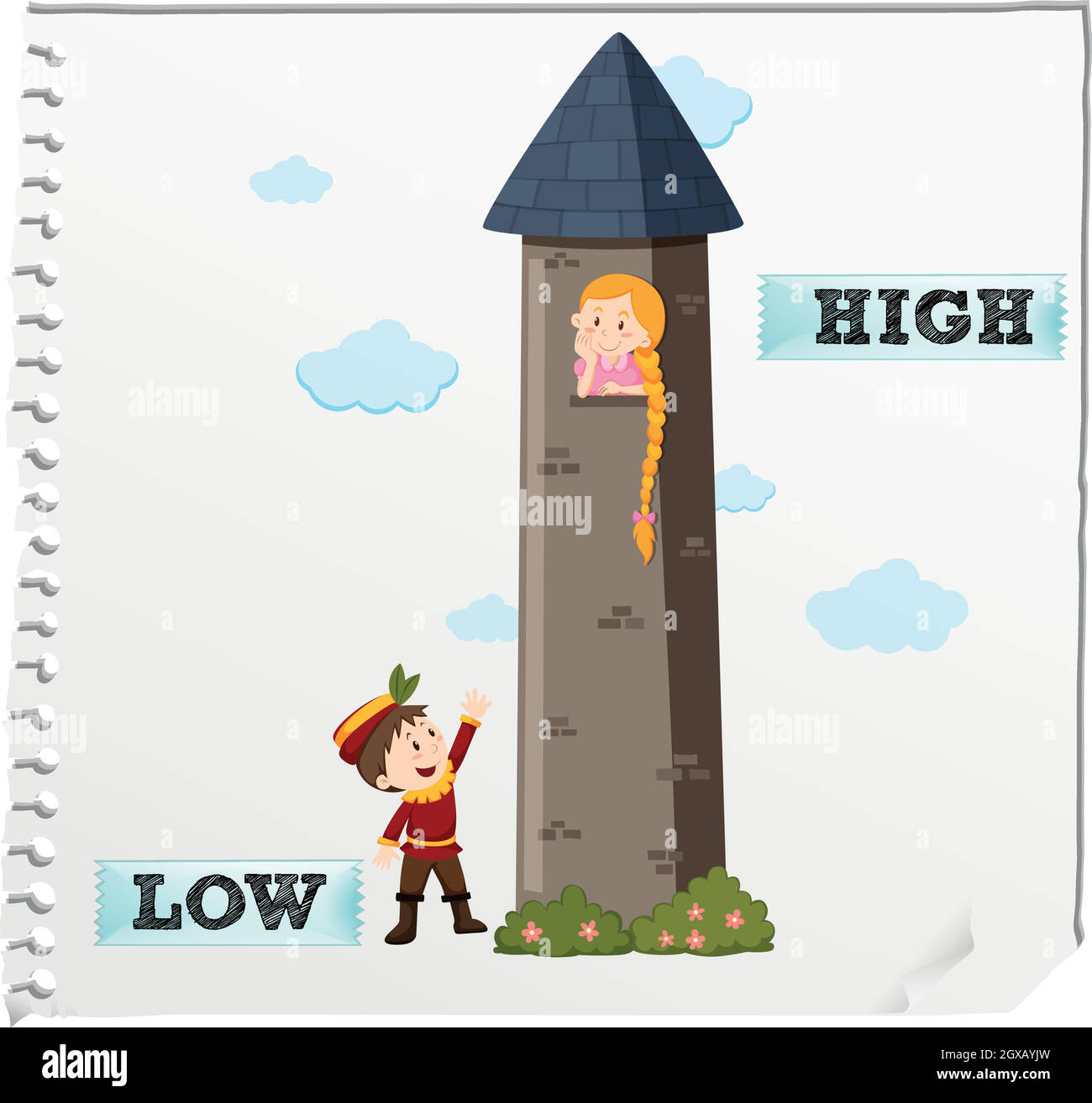 Opposite adjectives low and high Stock Vector Image & Art - Alamy