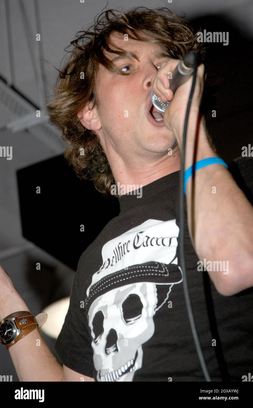 Nick Atkinson of Pop rockers Rooster at an instore signing and live ...