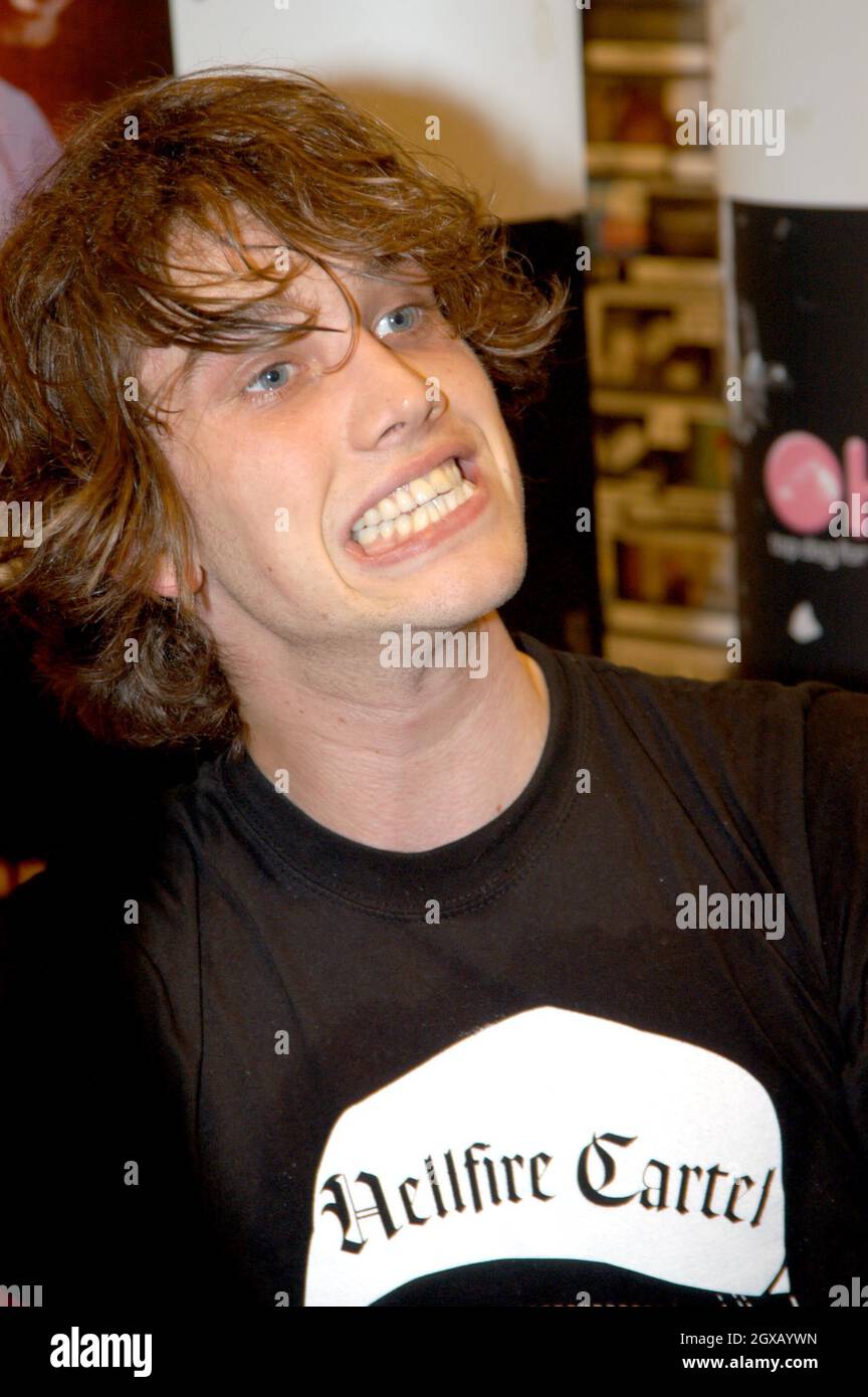 Nick Atkinson of pop rockers Rooster at an instore signing and live ...