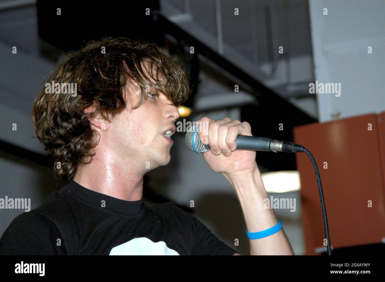 Nick Atkinson of pop rockers Rooster at an instore signing and live ...