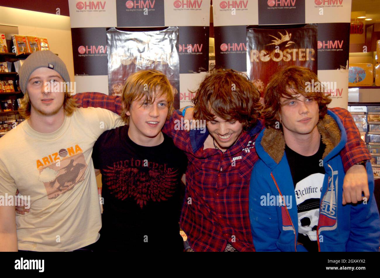 Pop rockers Rooster at an instore signing and live performance at HMV ...