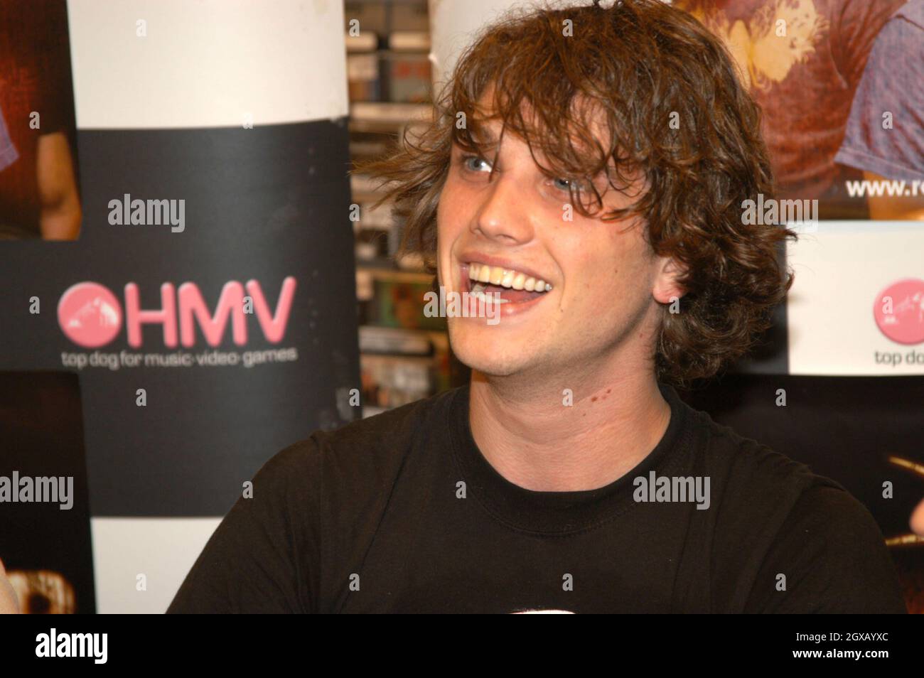 Nick Atkinson of pop rockers Rooster at an instore signing and live ...