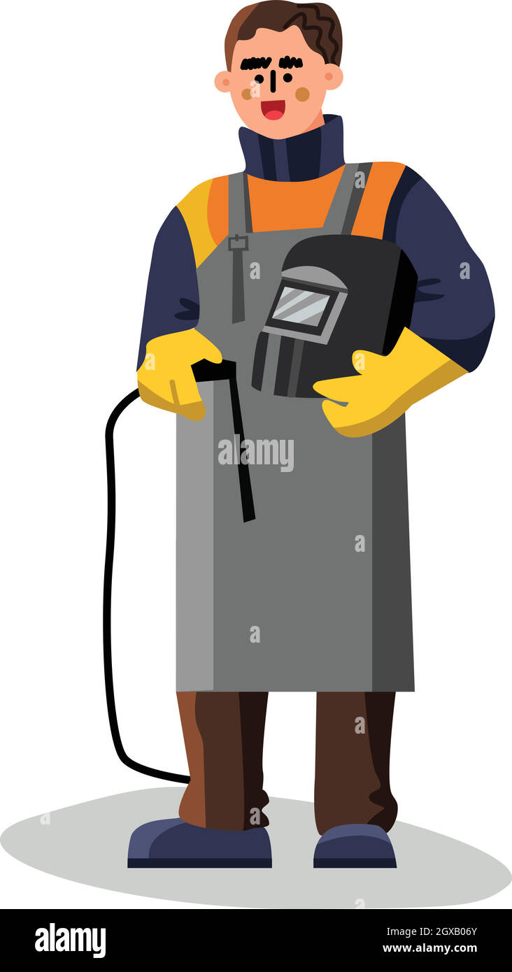 Welder With Welding Tool And Facial Mask Vector Stock Vector Image ...