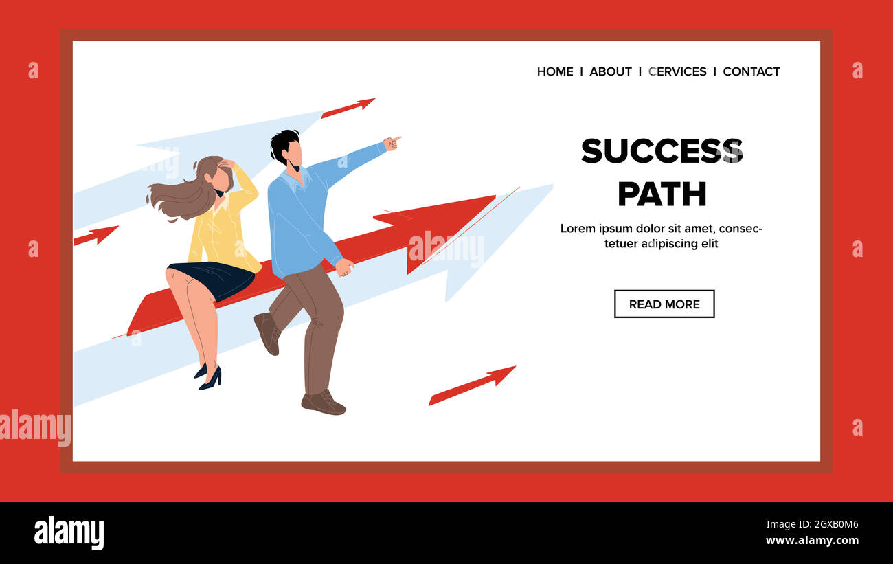 Success Path Of Young Man And Woman Couple Vector Stock Vector Image ...