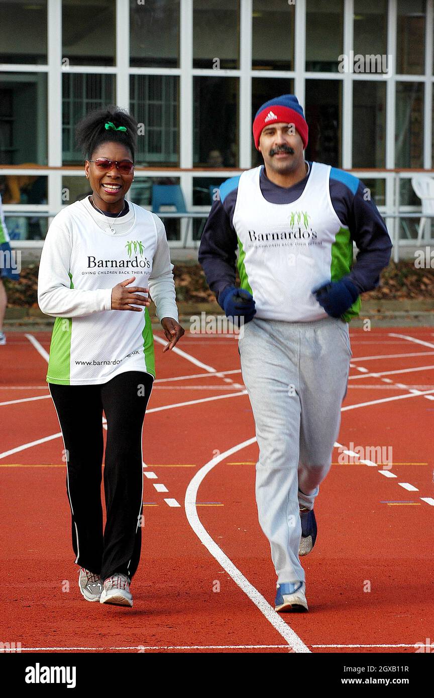 Floella Benjamin and Daley Thompson at Barnardo's London Marathon ...
