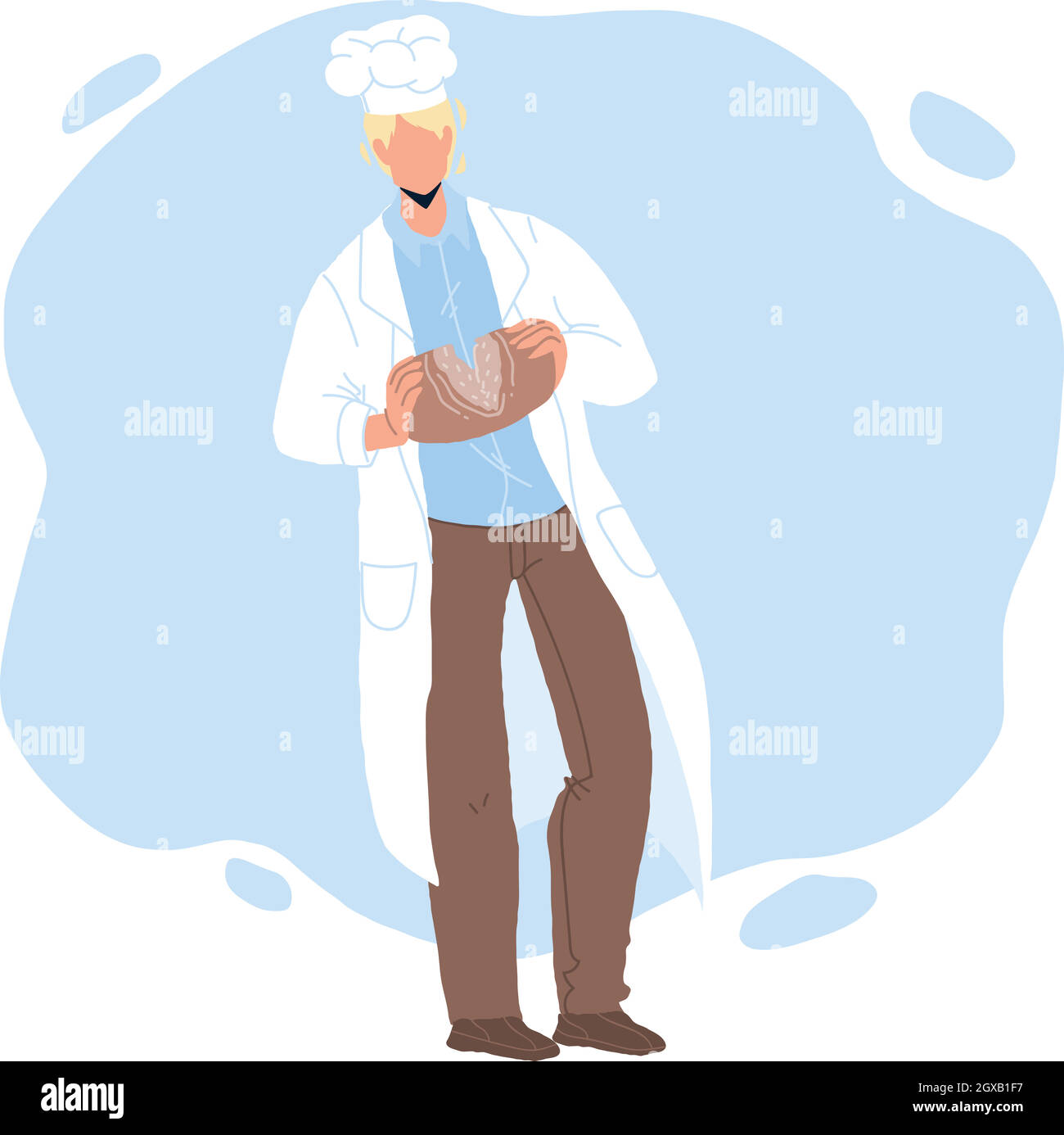 Baked Bread Breaking Bakehouse Worker Chef Vector Stock Vector Image ...