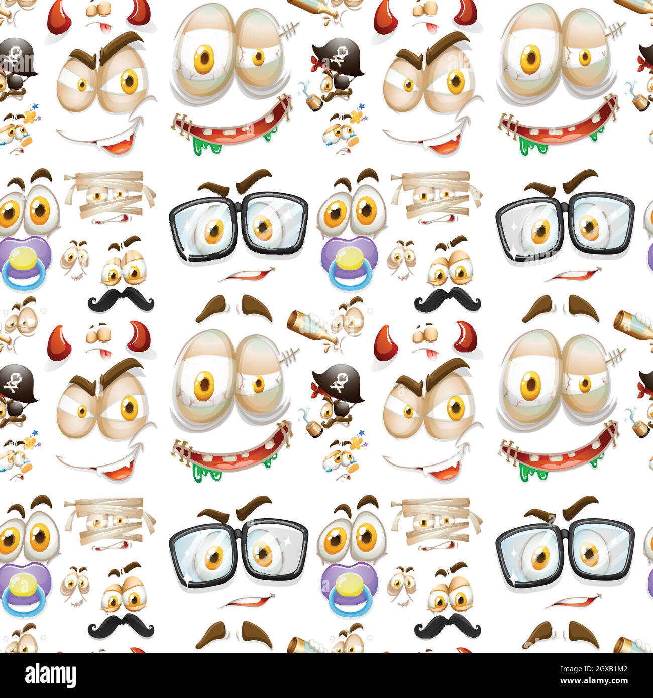 Seamless background with different facial expressions Stock Vector ...
