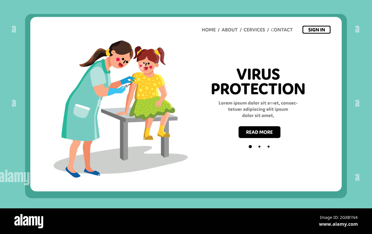 Virus Protection Vaccine Injection Children Vector Illustration Stock ...