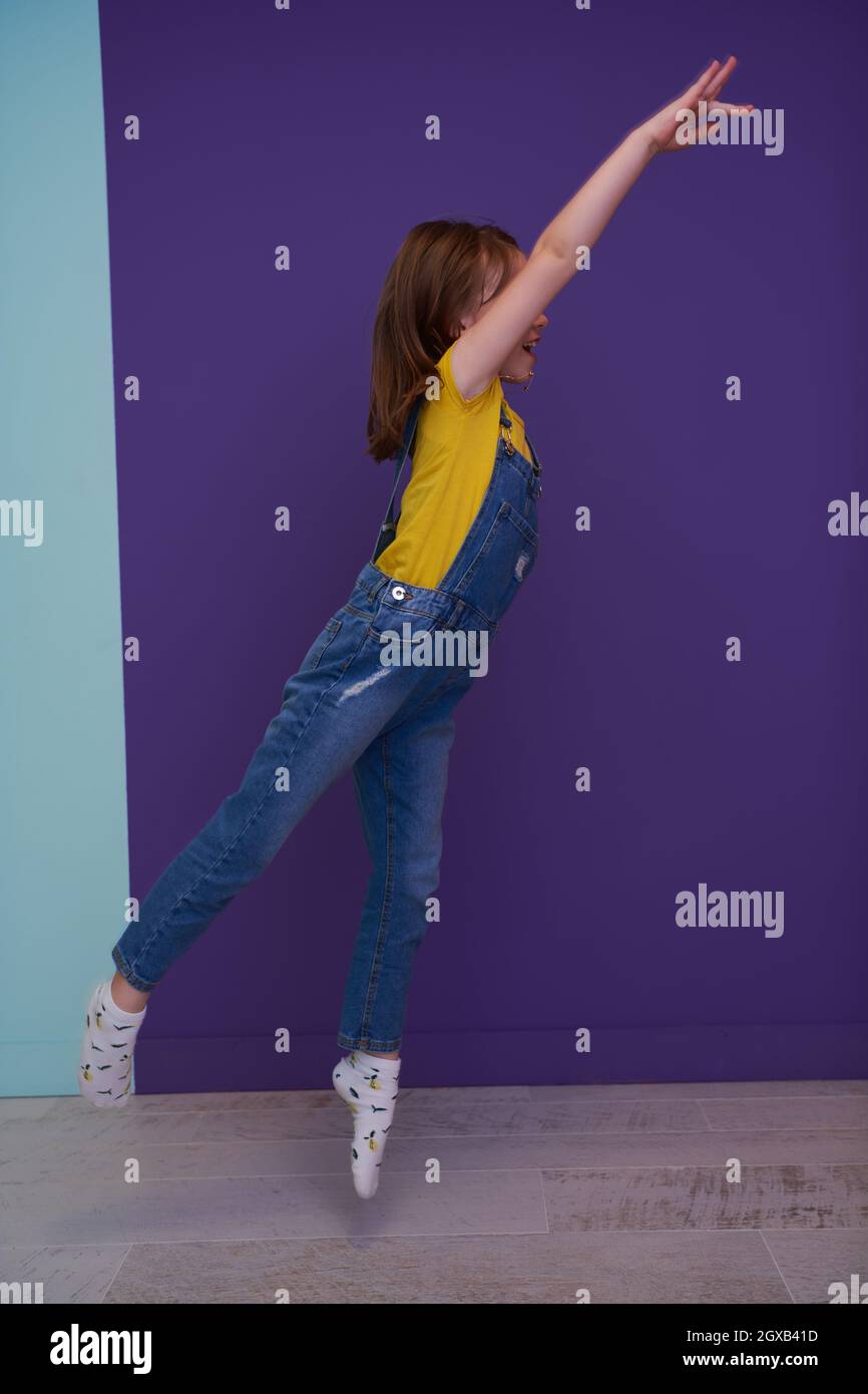 Cute little girl dancing ballet at home Stock Photo - Alamy