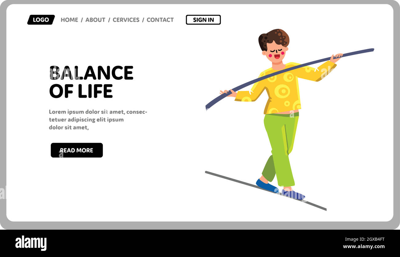 Balance Of Life Man Performer Exercising Vector Stock Vector Image ...