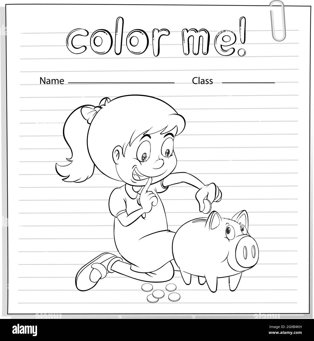 Worksheet showing a thrifty girl Stock Vector Image & Art - Alamy