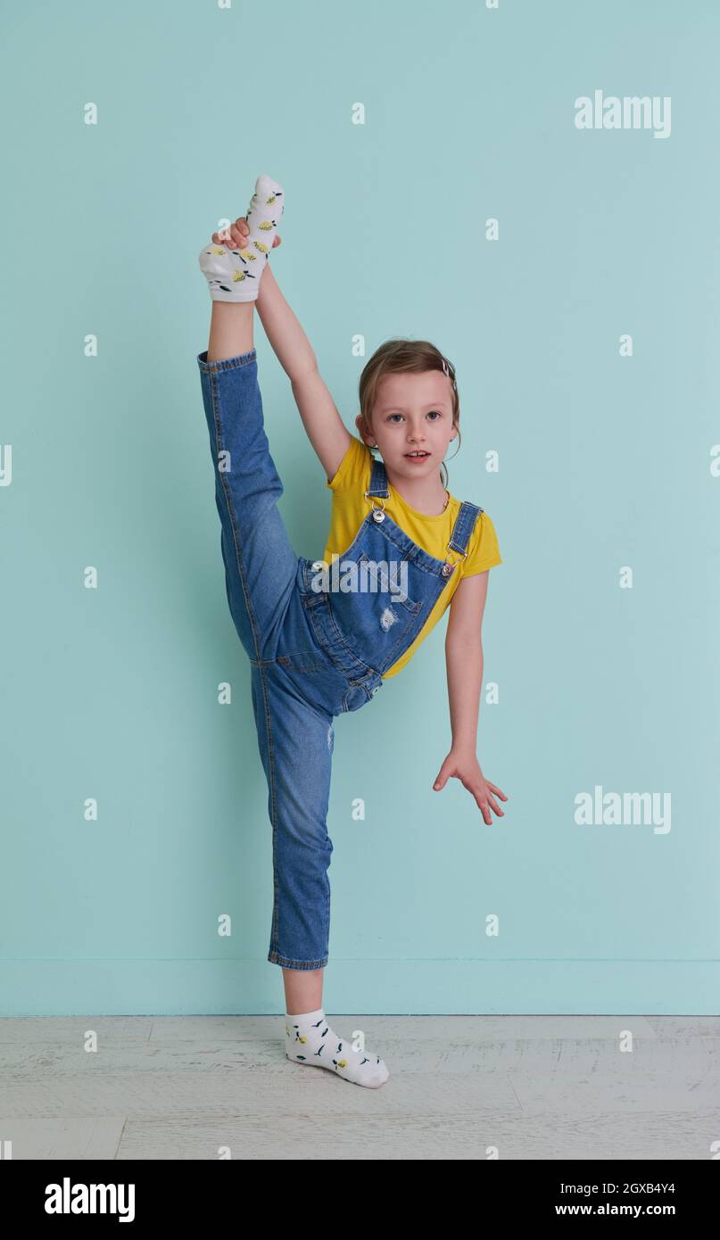 Cute little girl dancing ballet at home Stock Photo - Alamy