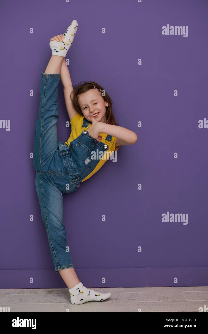 Cute little girl dancing ballet at home Stock Photo - Alamy