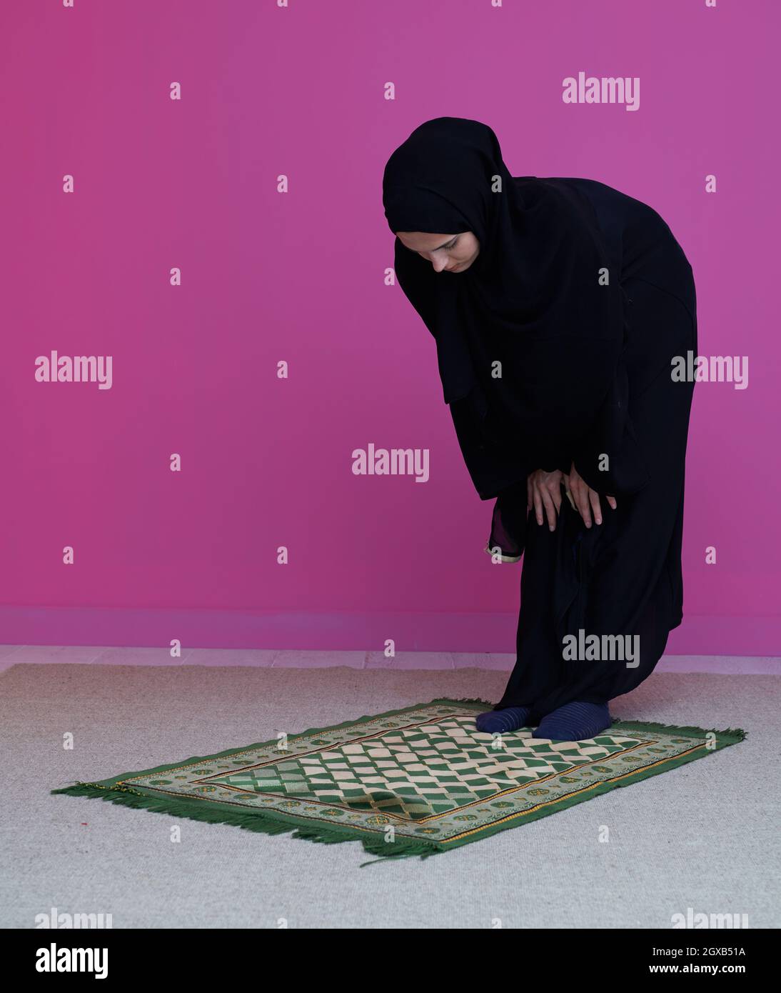Muslim woman in namaz praying for Allah muslim god. Muslim woman on the ...