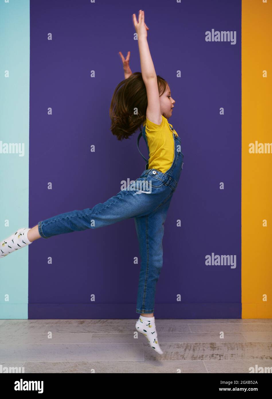 Cute little girl dancing ballet at home Stock Photo - Alamy
