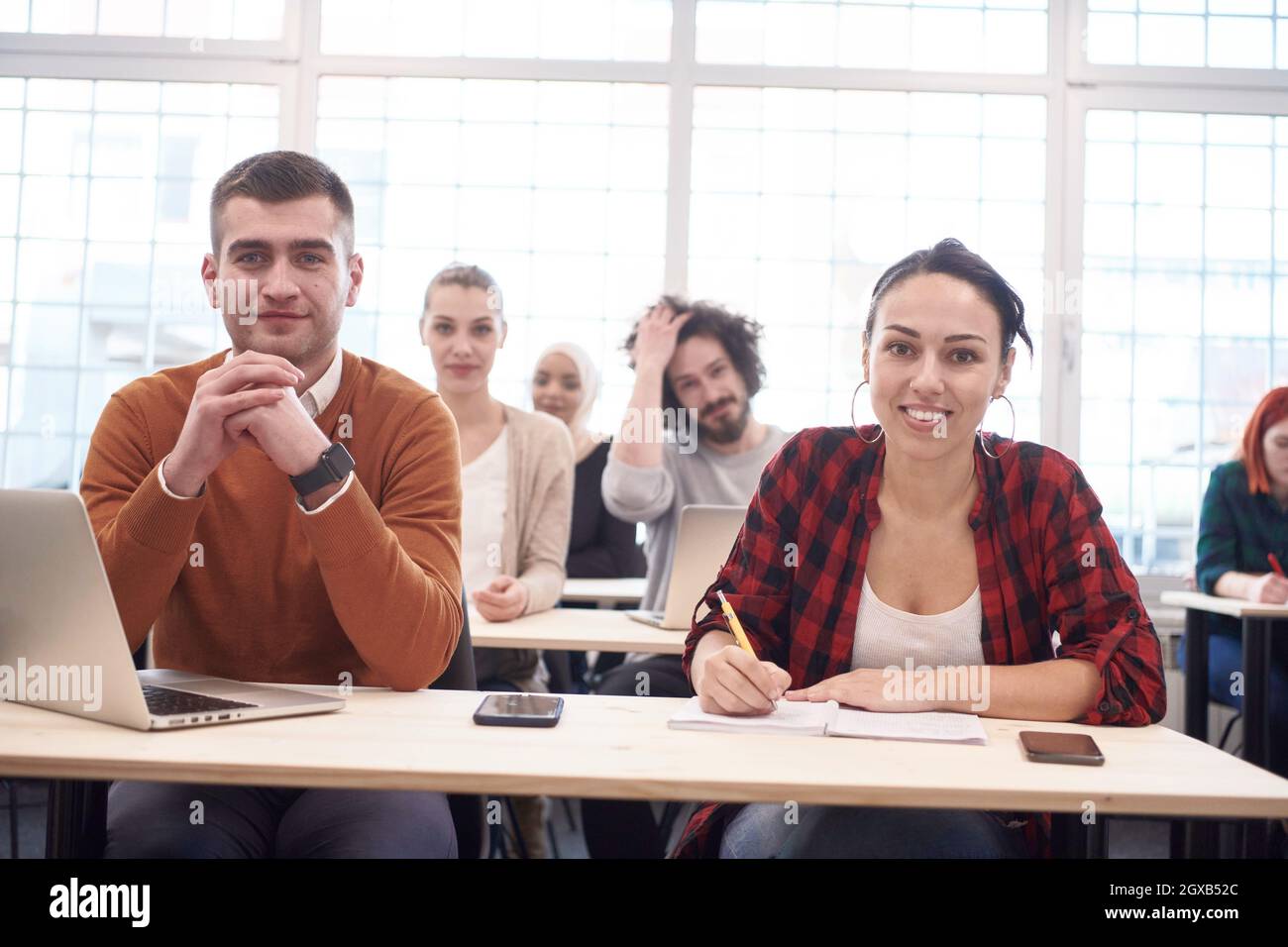business education group of students at class or presentation Stock ...
