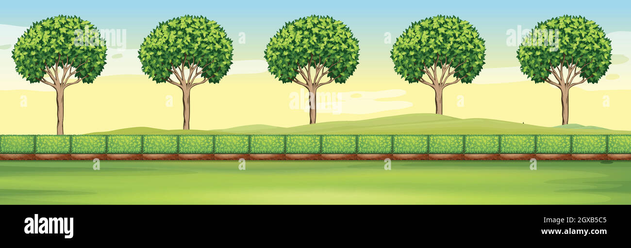 Scene with trees and field Stock Vector Image & Art - Alamy