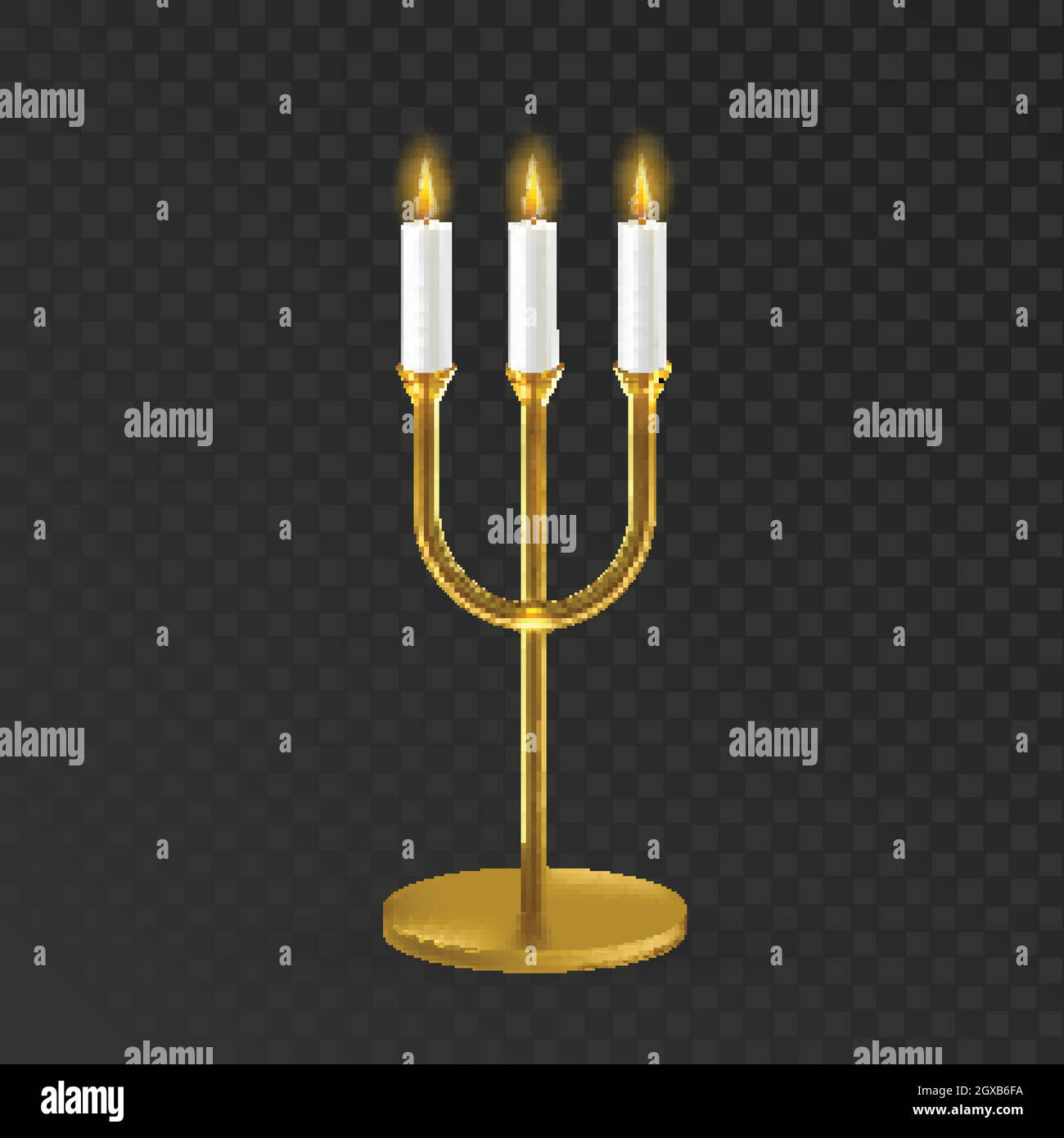 Candlestick With Burning Flame Candles Vector Illustration Stock Vector ...