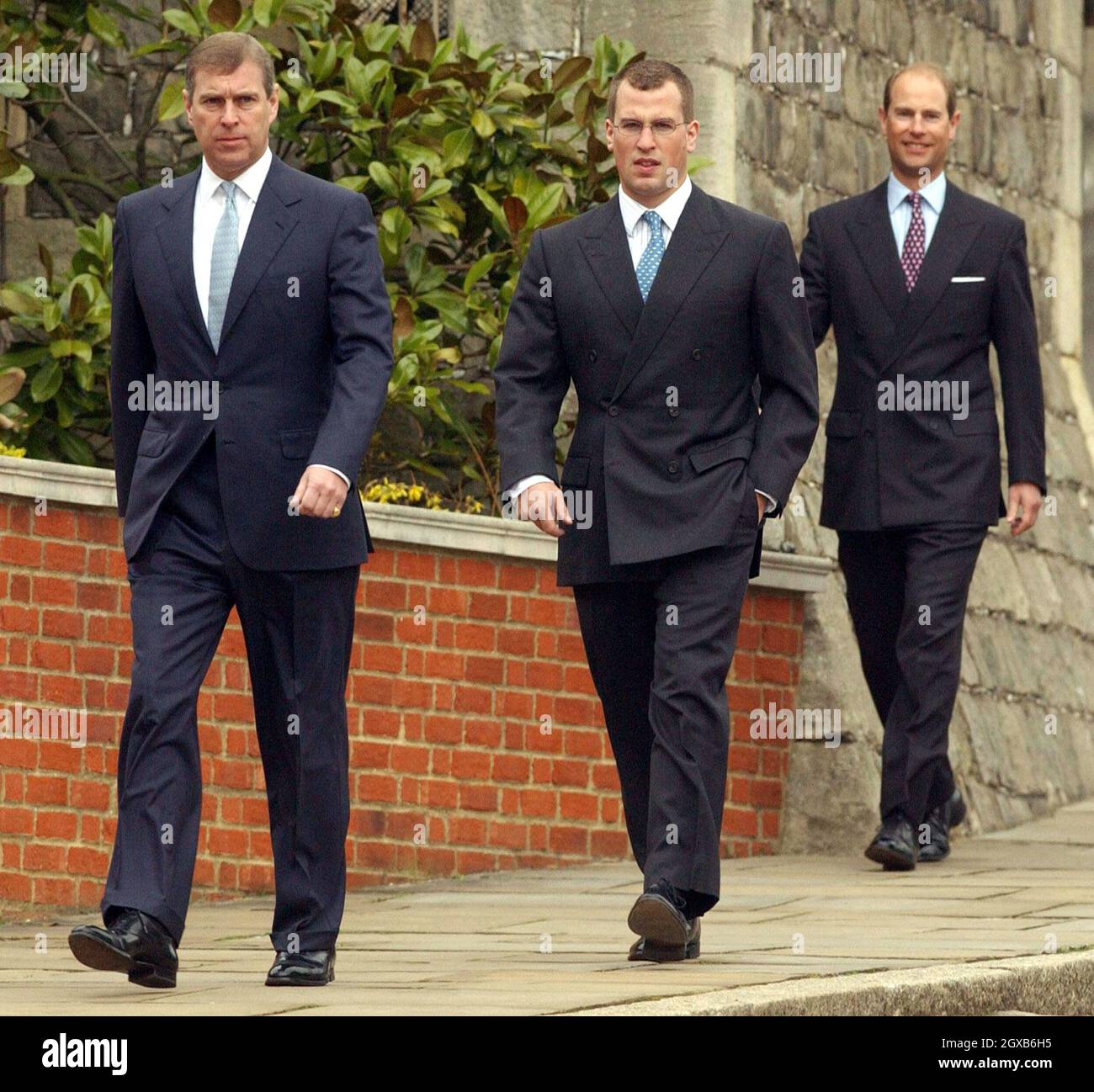 From left, Britain's Prince Andrew, the Duke of York, Peter Phillips ...