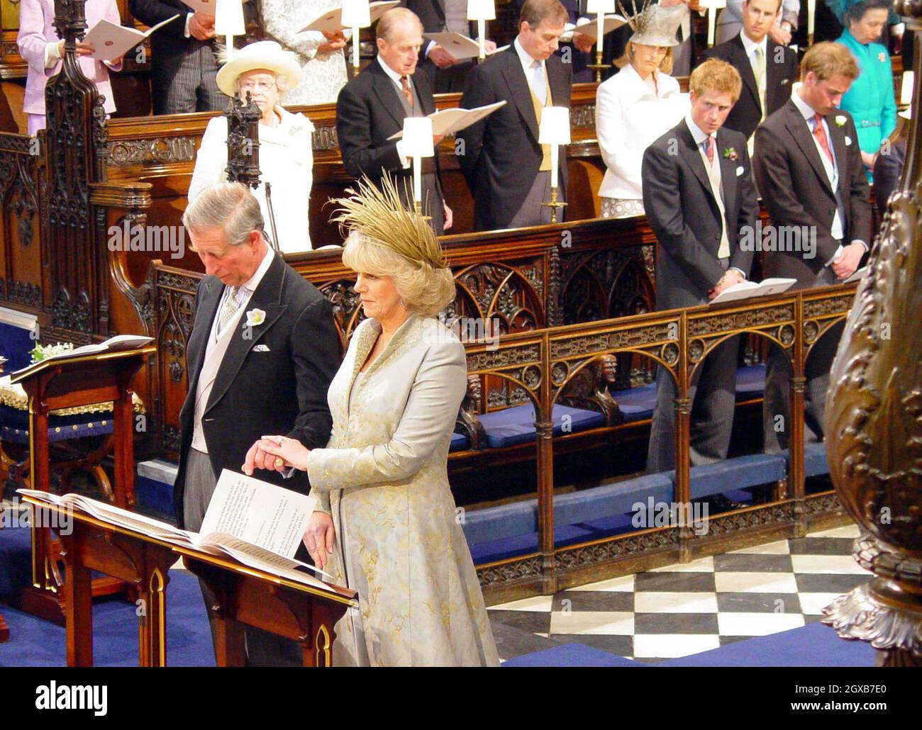 Prince Charles and his new wife Camilla Parker Bowles, with other ...