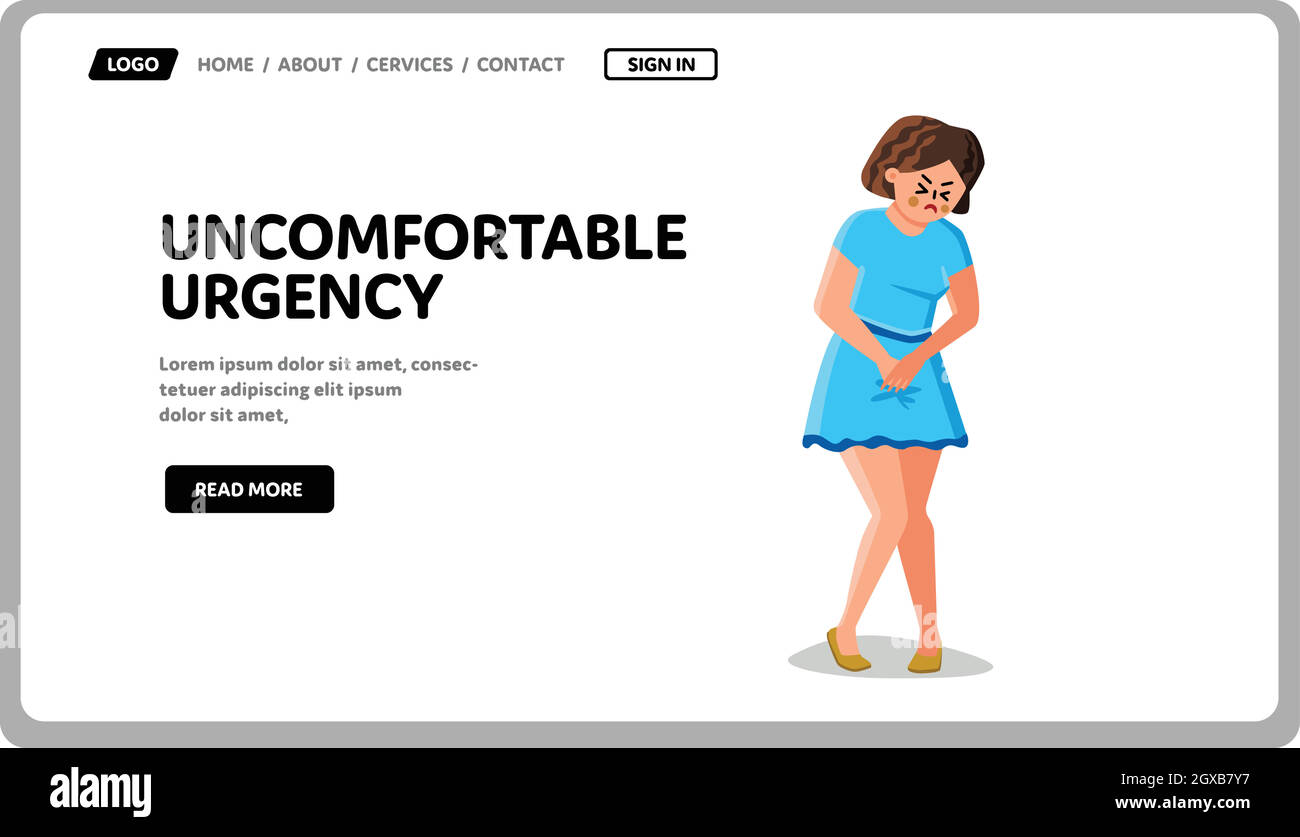 Woman With Uncomfortable Urgency Situation Vector Illustration Stock ...