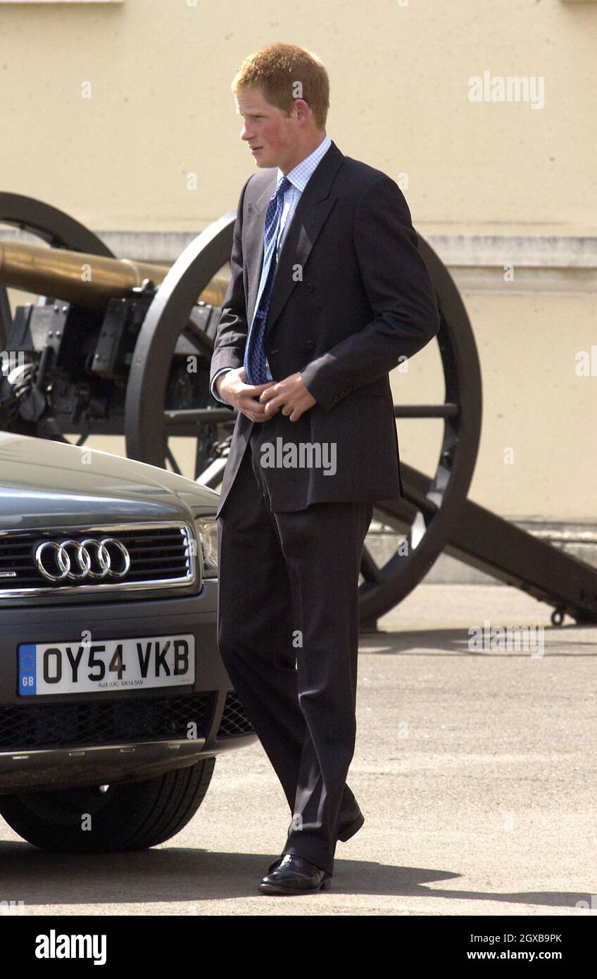 Prince Harry, accompanied by Prince Charles, arrives at Sandhurst Royal ...