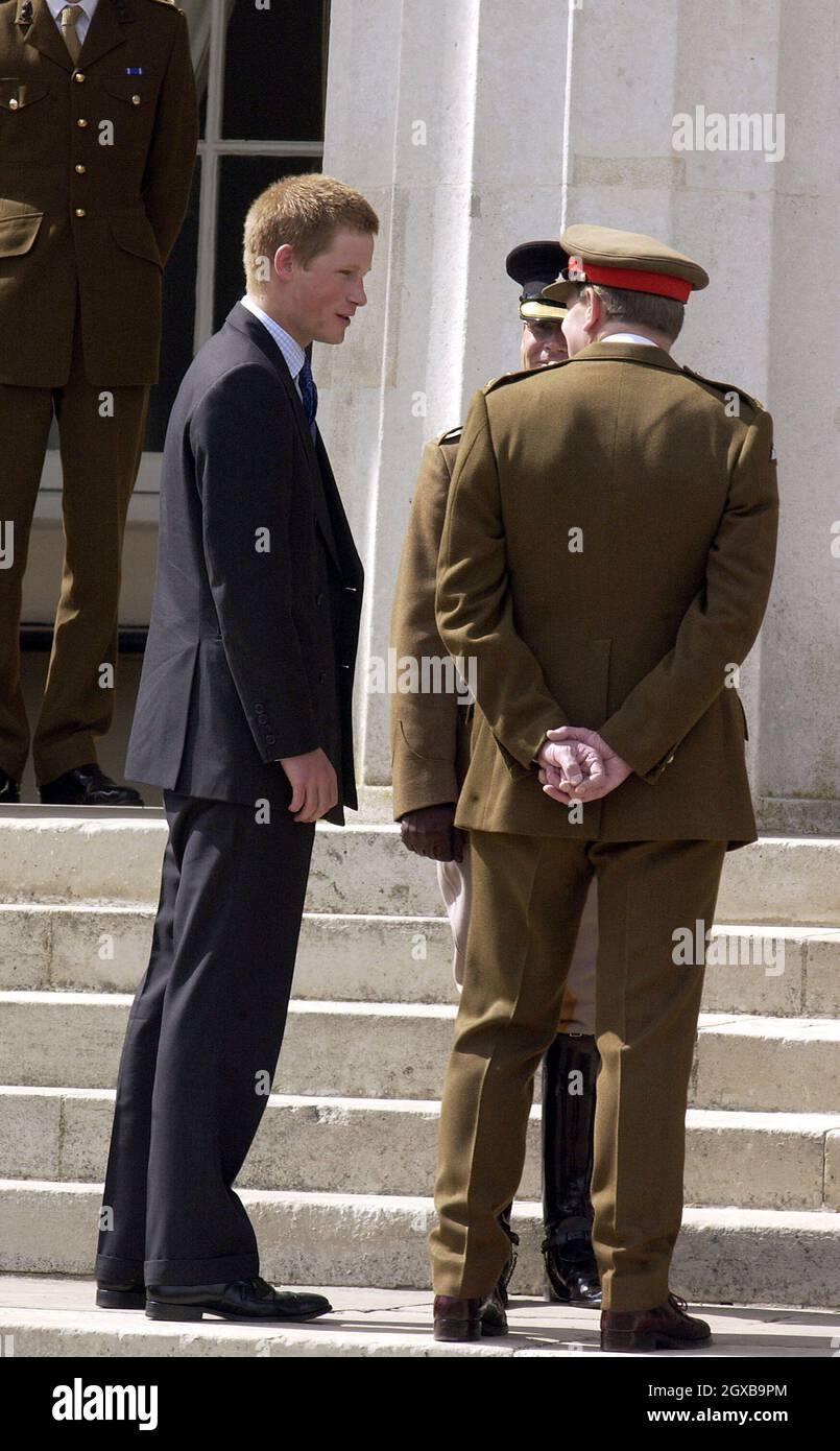 Prince Harry, accompanied by Prince Charles, arrives at Sandhurst Royal ...
