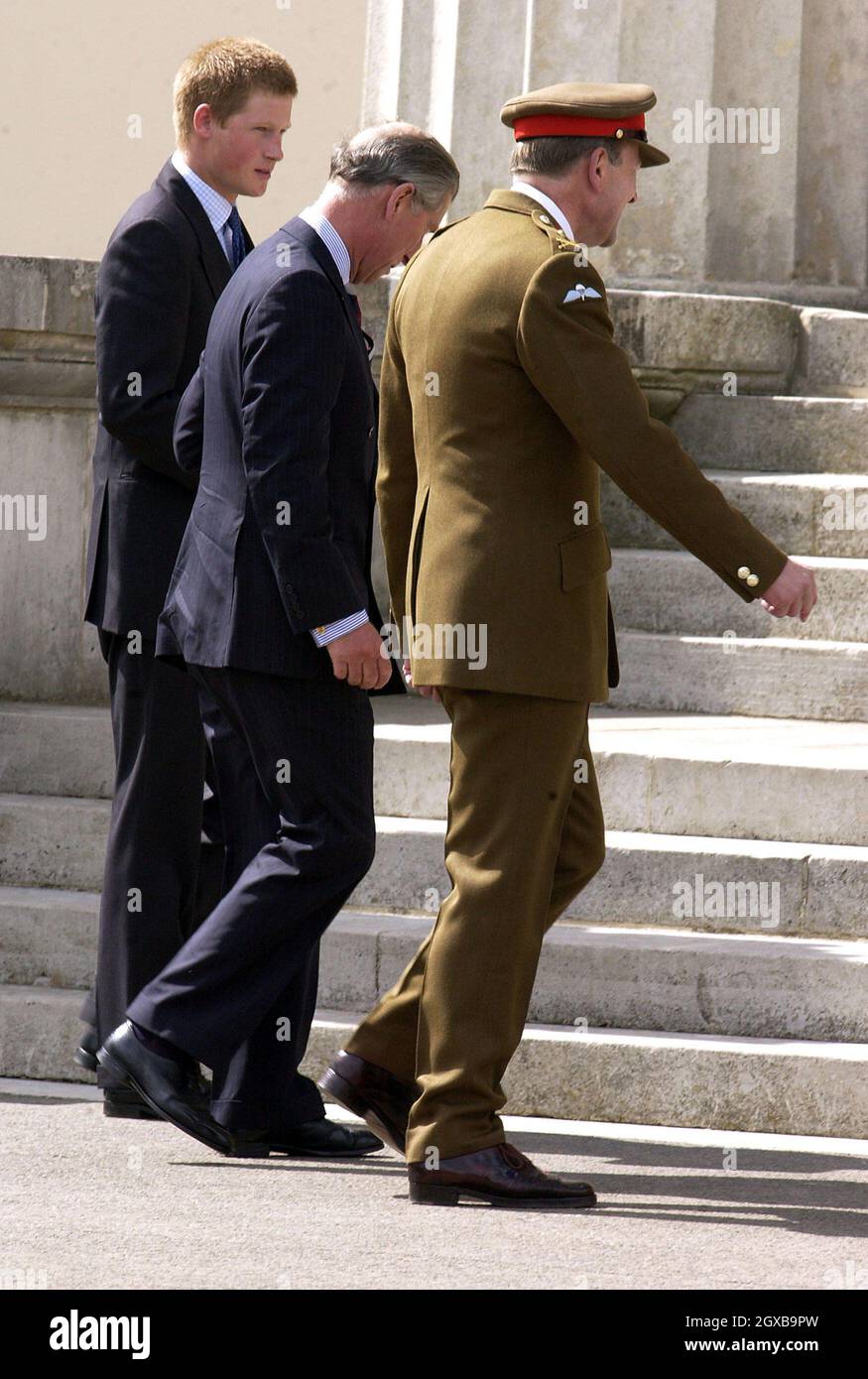 Prince Harry, accompanied by Prince Charles, arrives at Sandhurst Royal ...