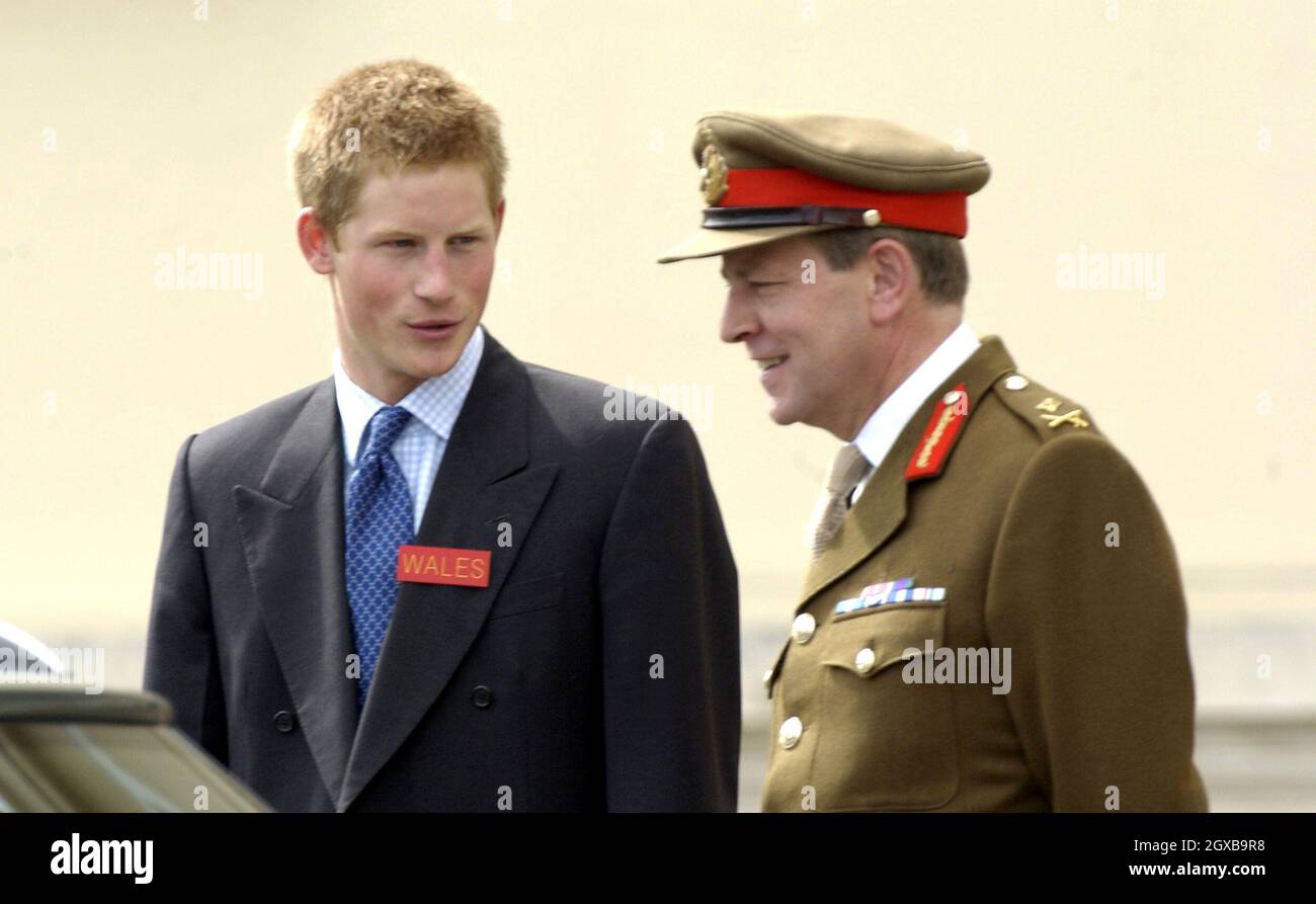 Prince Harry, accompanied by Prince Charles, arrives at Sandhurst Royal ...