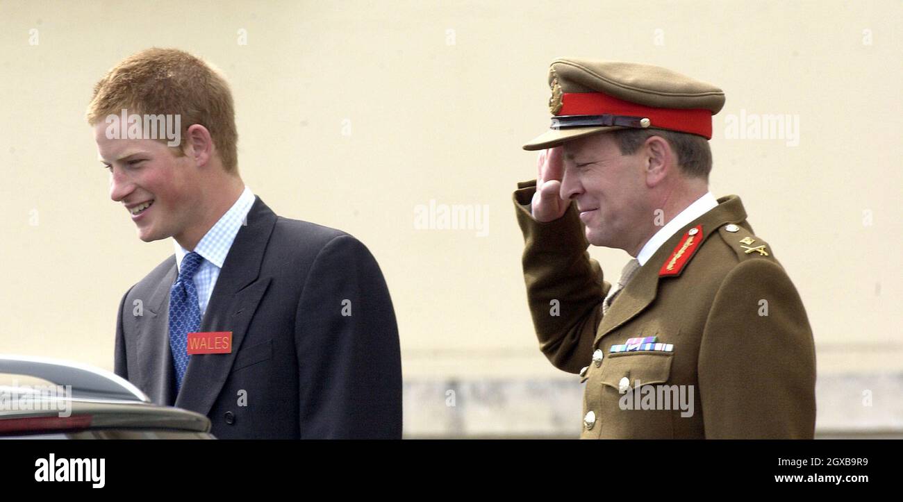 Prince Harry, accompanied by Prince Charles, arrives at Sandhurst Royal ...
