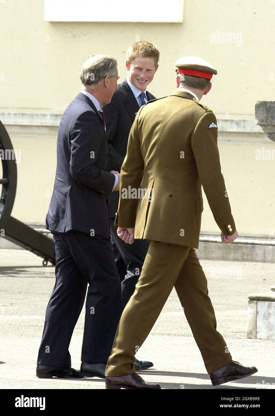 Prince Harry, accompanied by Prince Charles, arrives at Sandhurst Royal ...