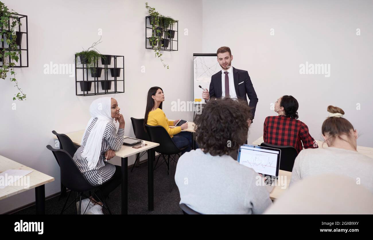 business education group of students at class or presentation Stock ...