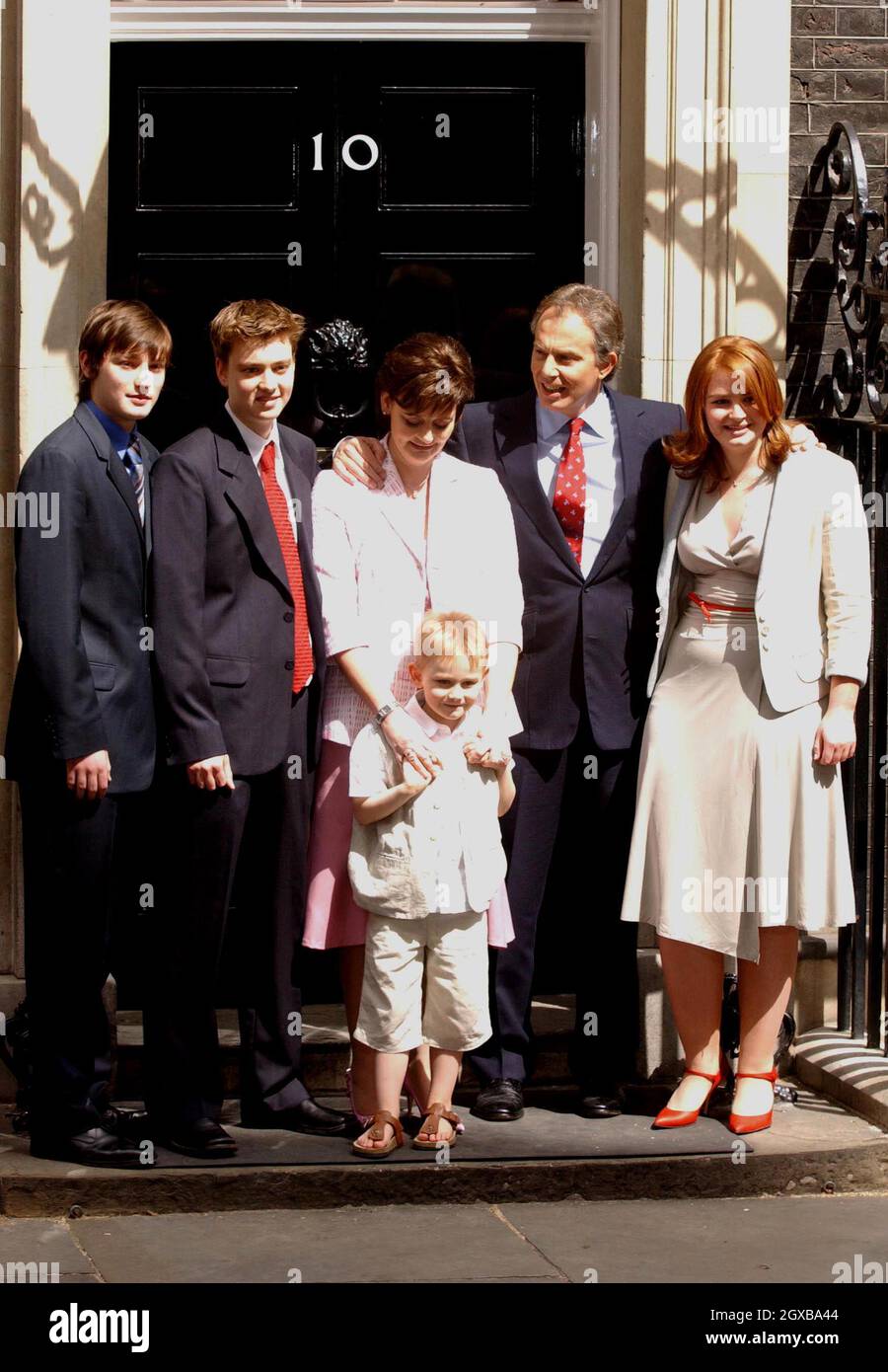 Tony Blair, Cherie Blair and children Euan, Nicky, Kathryn and Leo at ...