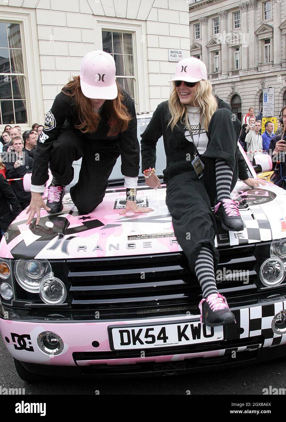 Tina Basich and Daryl Hannah posing for the press before setting off on ...