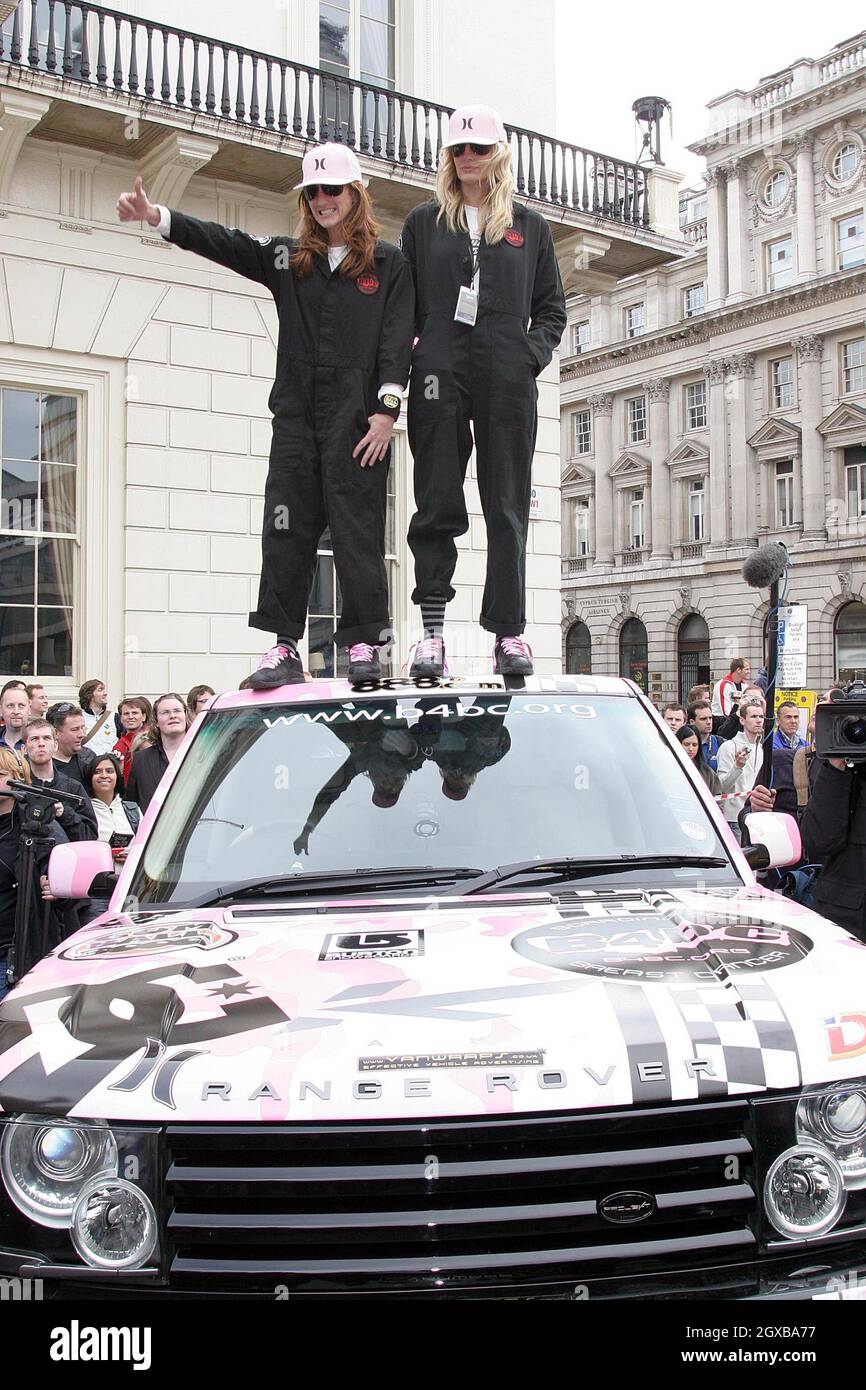 Tina Basich and Daryl Hannah posing for the press before setting off on ...
