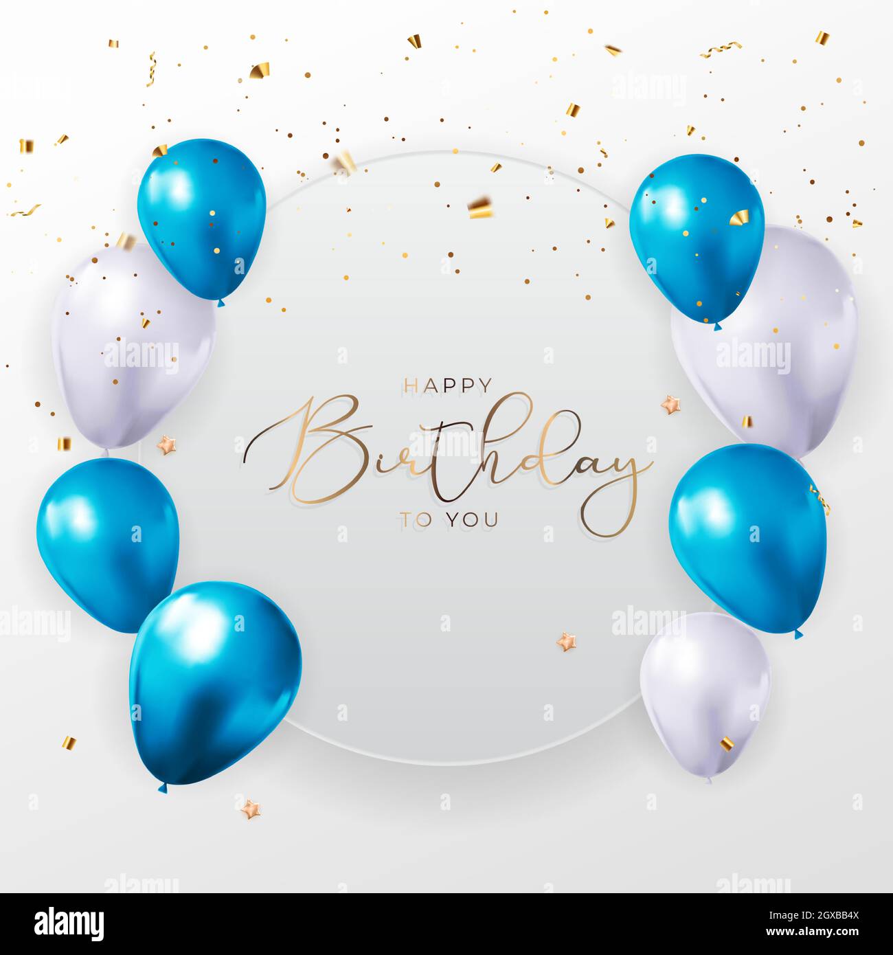 Happy Birthday Congratulations Banner Design With Confetti Balloons