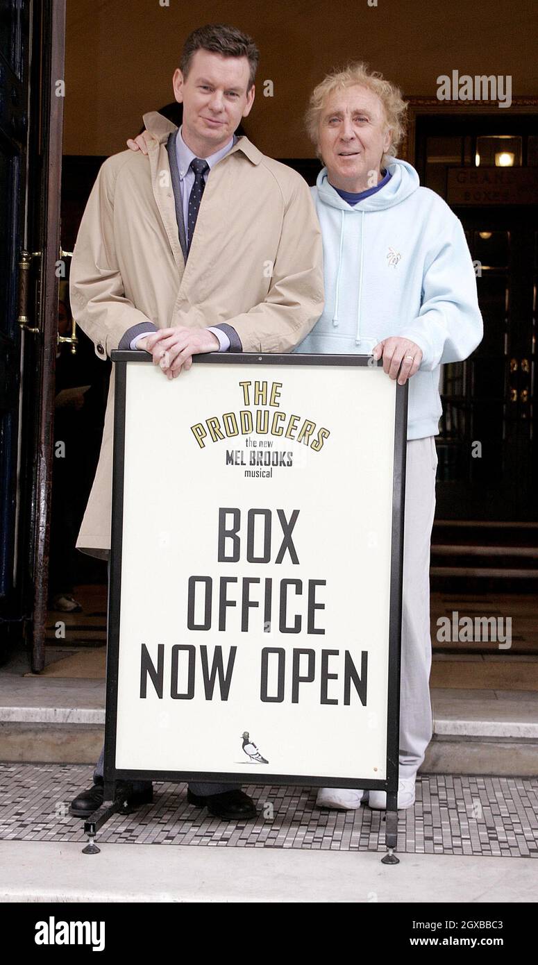 John Gordon Sinclair and Gene Wilder pose outside the Theatre Royal ...